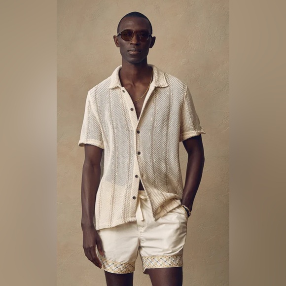 Todd Snyder | Shirts | Todd Snyder Chalk Stripe Open Knit Cabana Polo ...